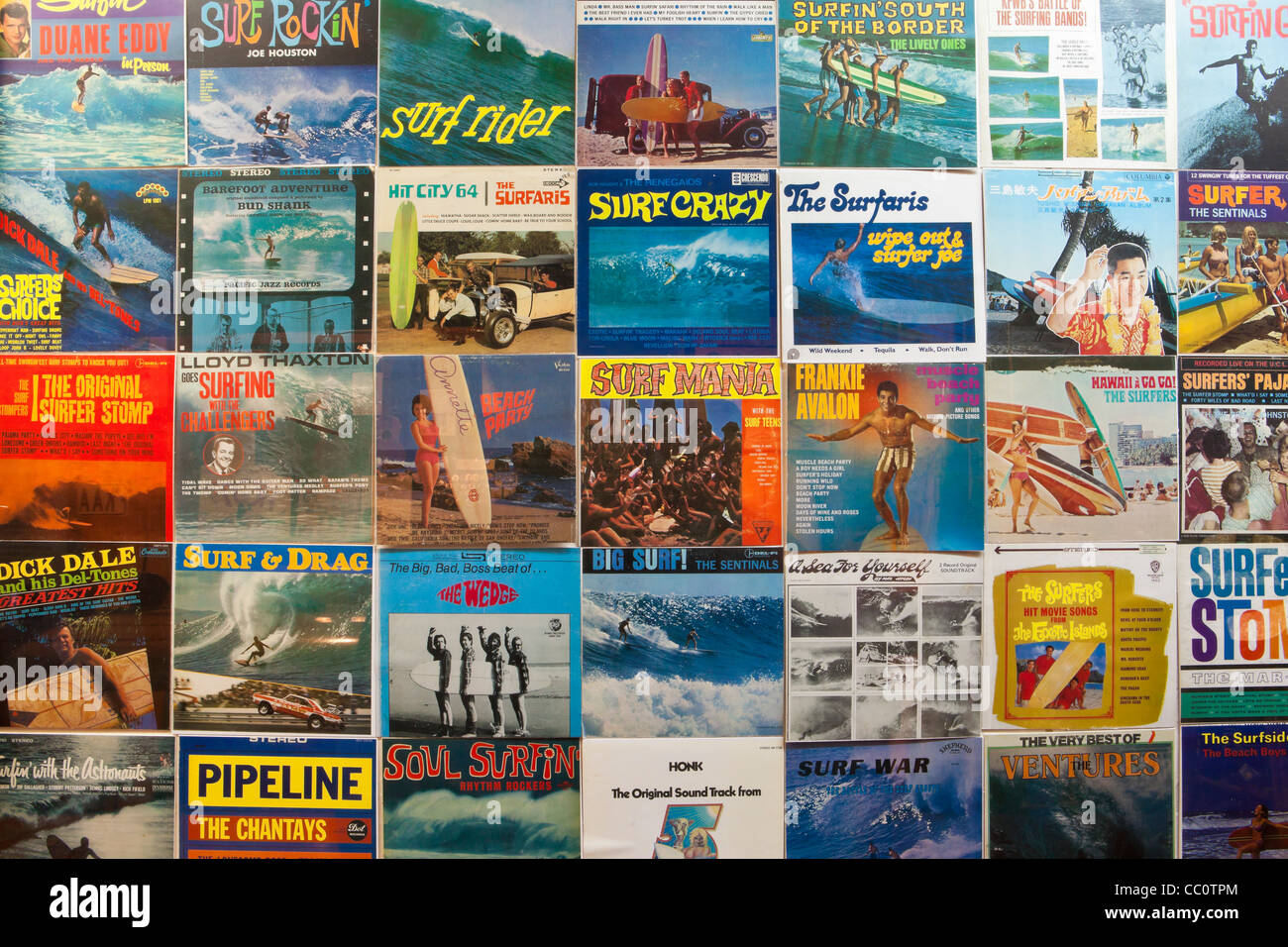 album covers of surf music, Santa Barbara Surf Museum, Funk Zone, Santa ...