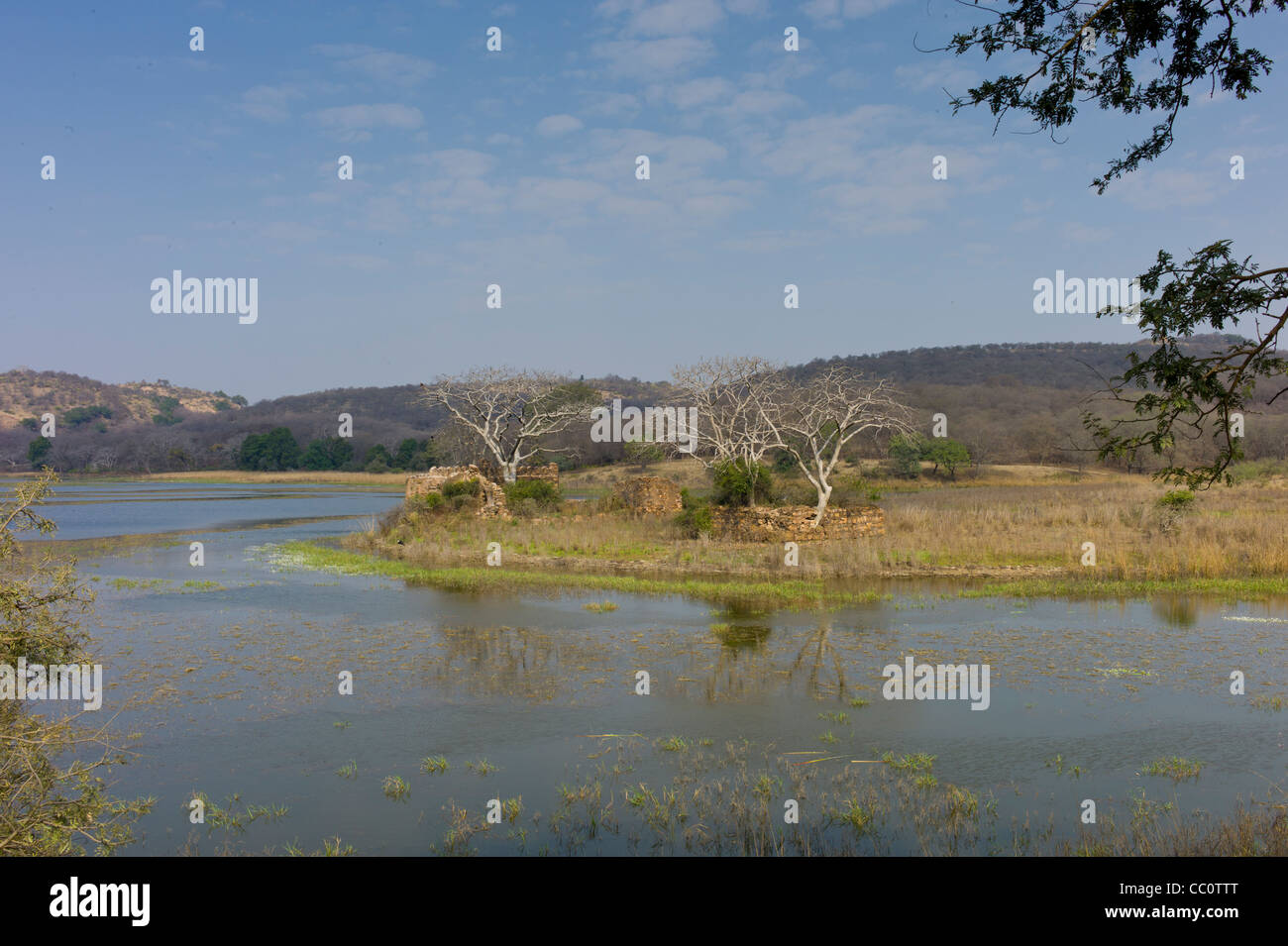 Eco-tourists by Padam Lake and Jogi Mahal hunting lodge in Ranthambhore ...