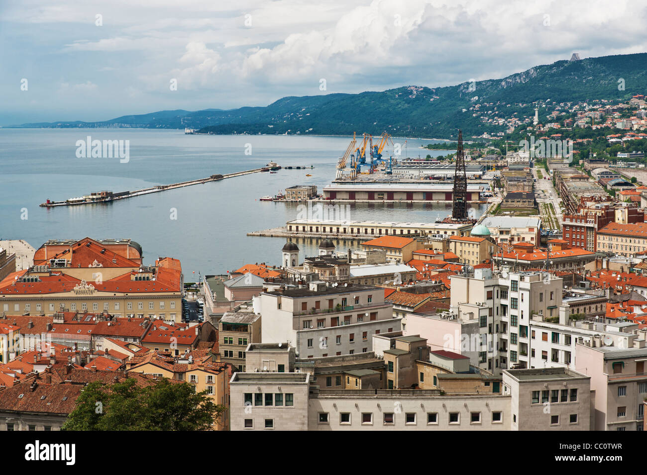 View of the harbor and the city of Trieste, Friuli-Venezia Giulia ...