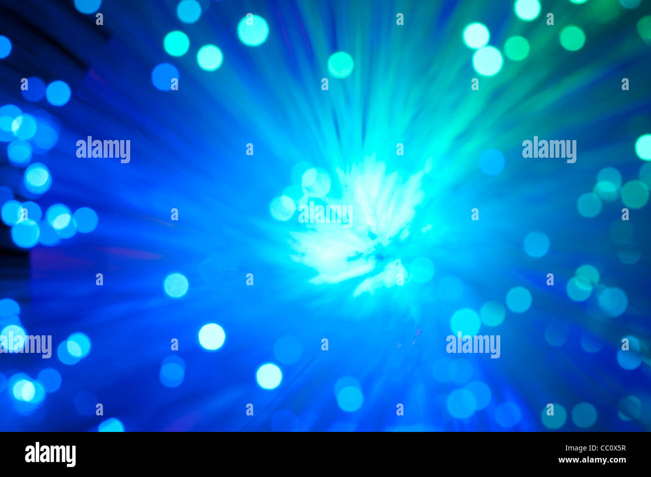 Optical fibers of fiber optic cable. Internet technology.Blue color ...