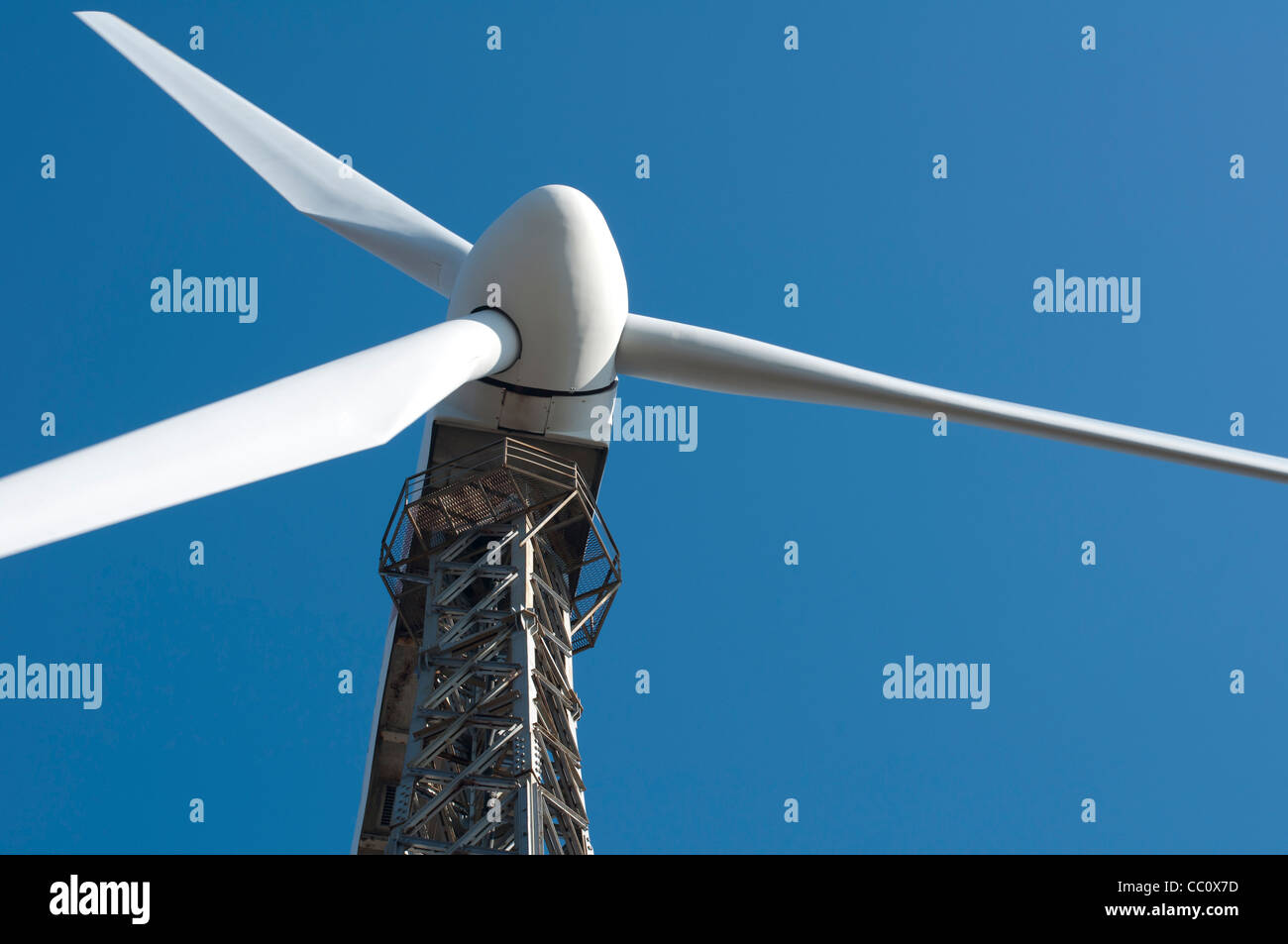 Wind generators on blue sky.Close up propeller Stock Photo - Alamy