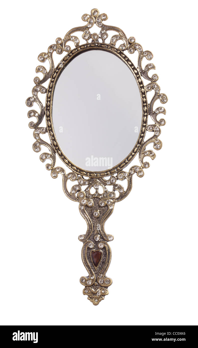 Retro style looking mirror, front view, isolated on white Stock Photo ...