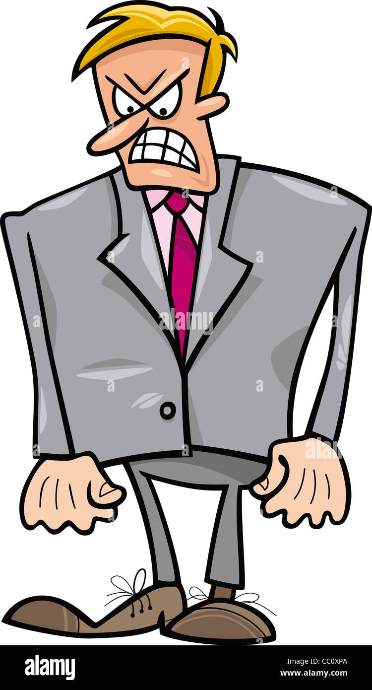 cartoon humorous illustration of very angry businessman Stock Photo - Alamy