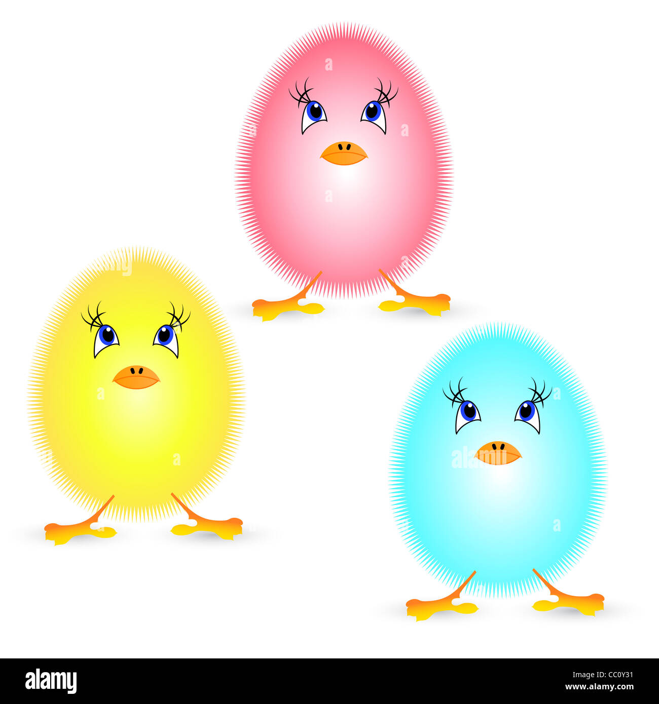 Small fluffy chickens on a white background Stock Photo - Alamy