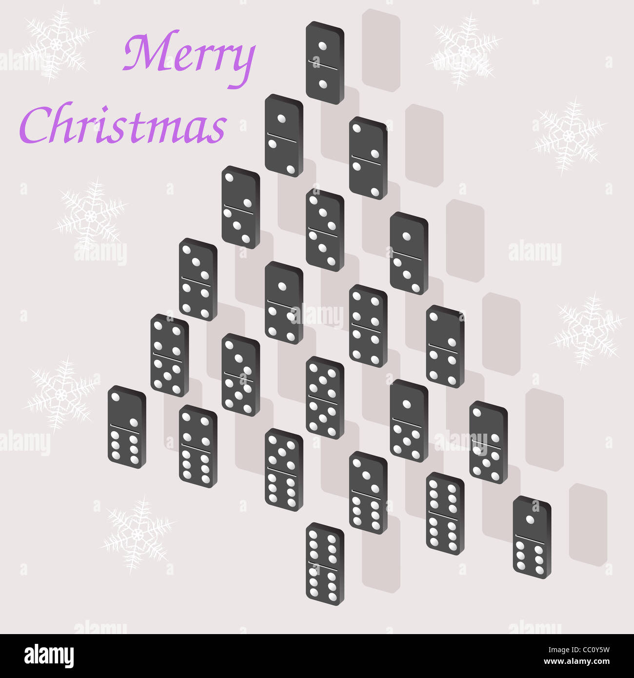 A beautiful tree of dominoes. Christmas card Stock Photo - Alamy