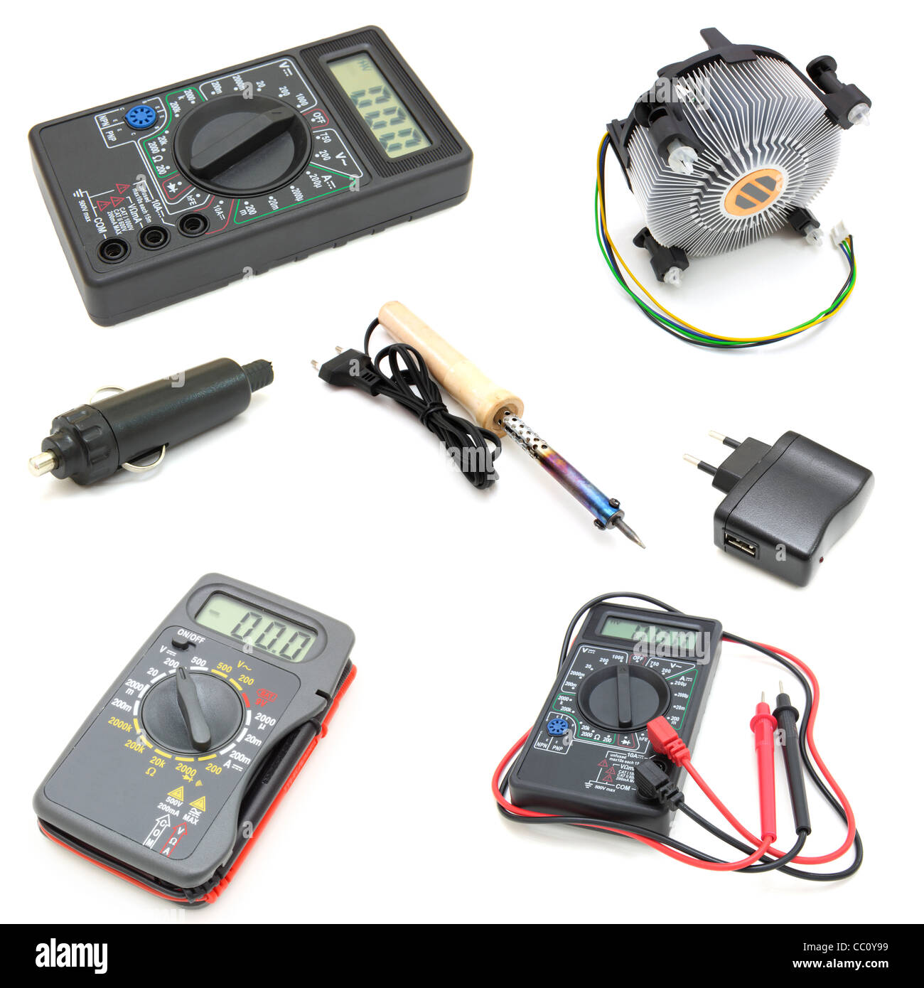 A set of electrical appliances on white background Stock Photo - Alamy