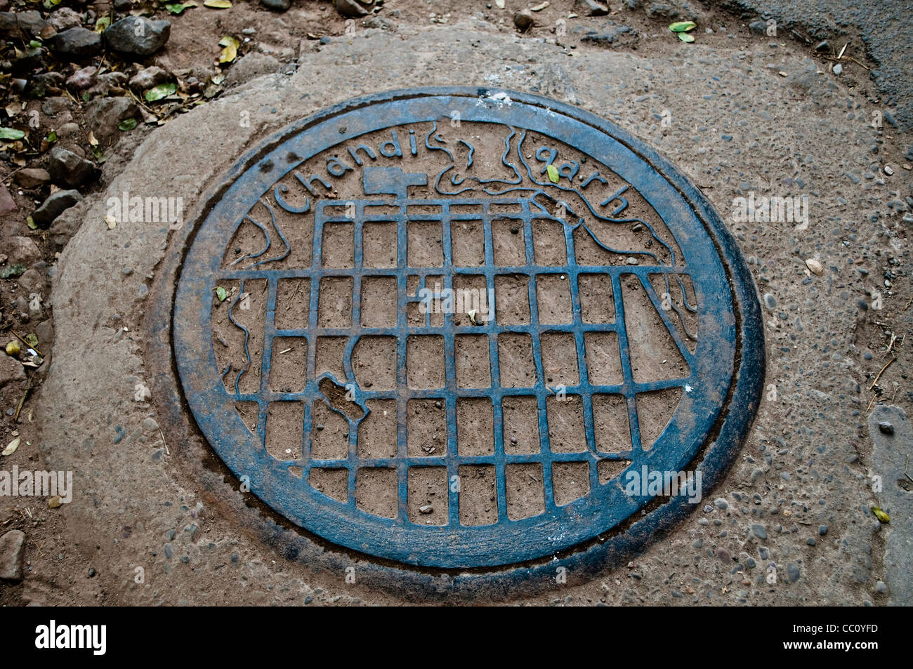Manhole with the plan of Chandigarh, designed by Le Corusier ...