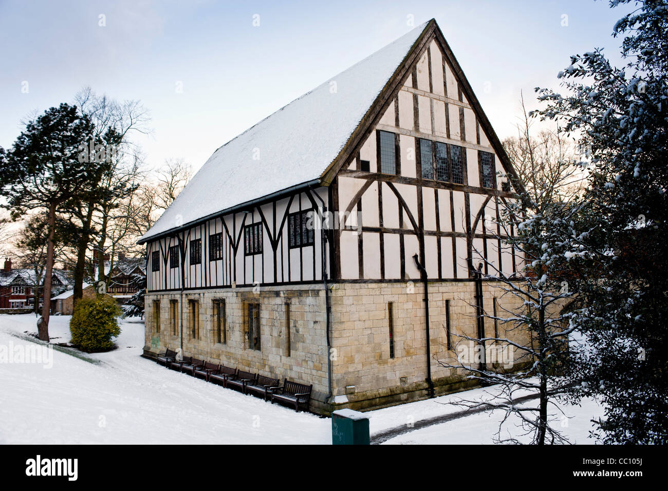 The Hospitium in the Museum Gardens, York, in snow Stock Photo - Alamy