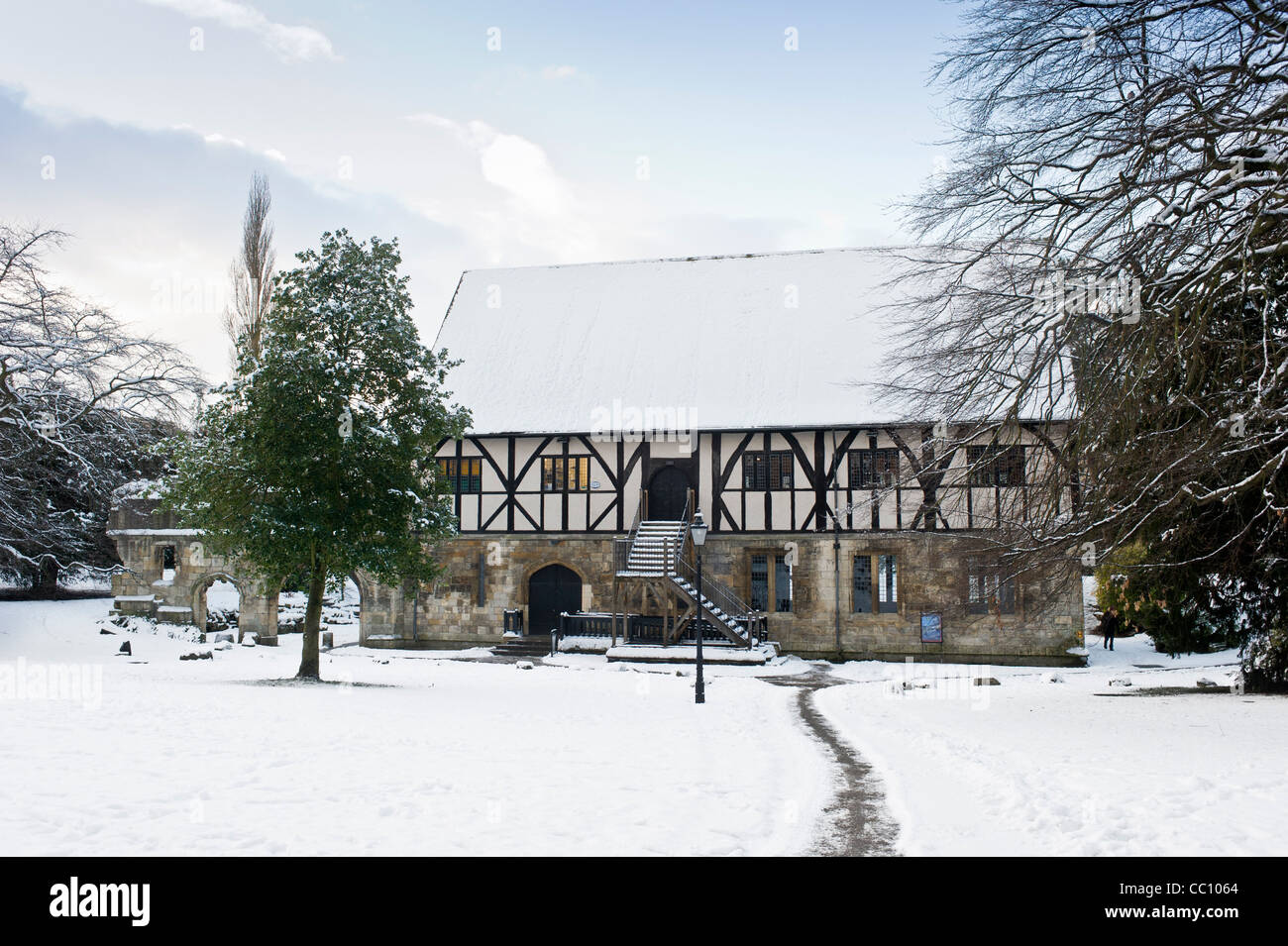 The Hospitium in the Museum Gardens, York, in snow Stock Photo - Alamy