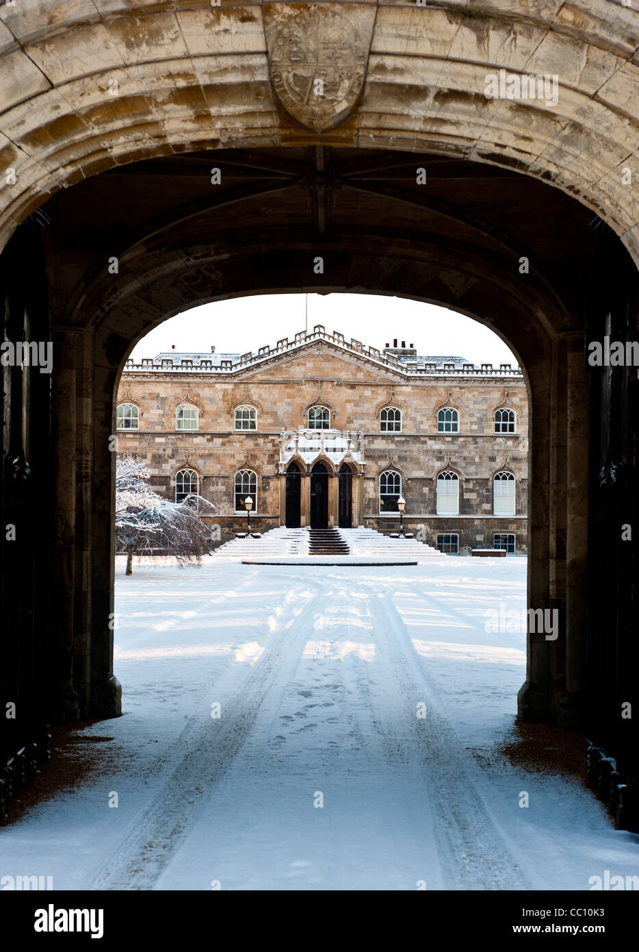 Bishopthorpe Palace, in the snow, seen from the gatehouse, York Stock ...