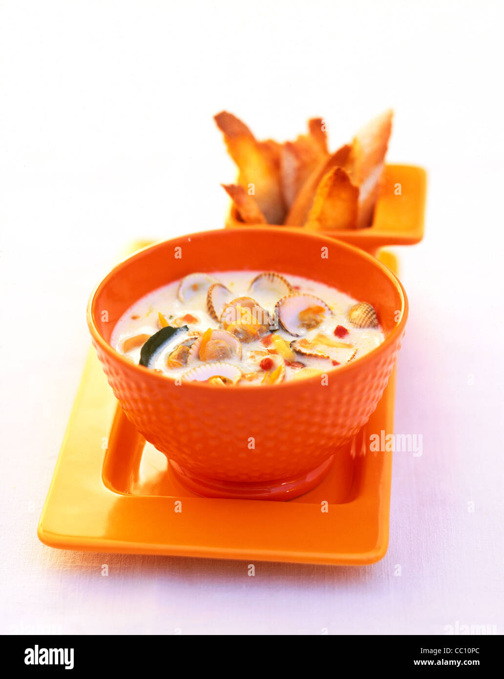 Scallop - cream - soup Stock Photo - Alamy