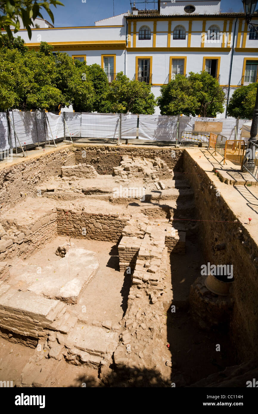 An archaeological dig on the site of Roman remains in central Seville ...