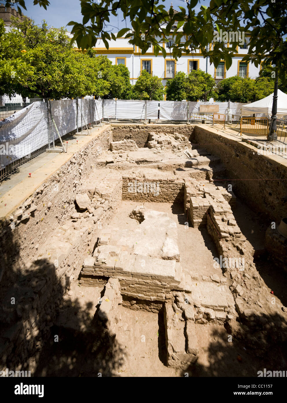 An archaeological dig on the site of Roman remains in central Seville ...