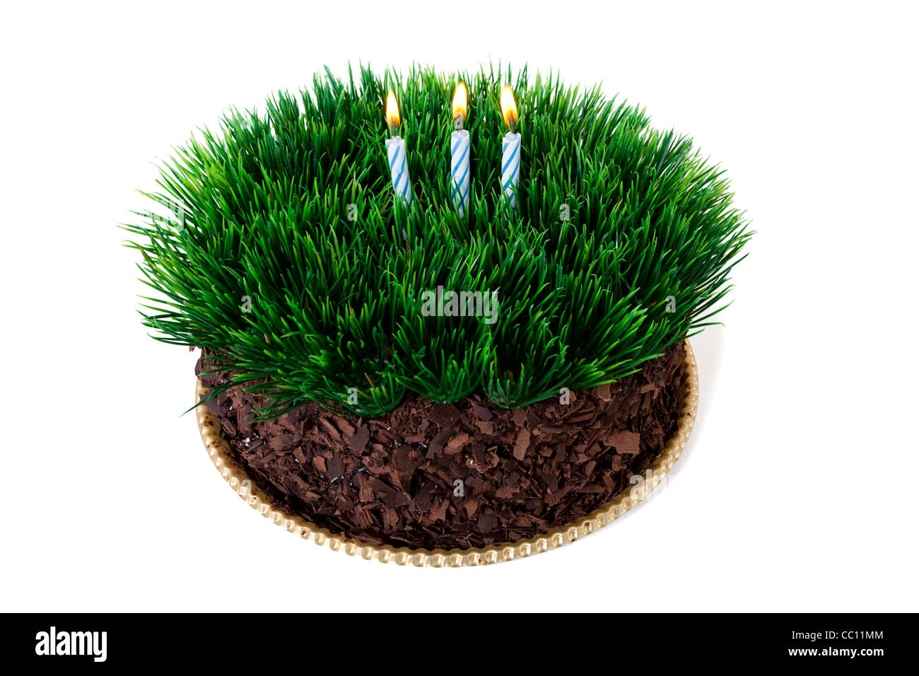 Birthday cake made of dirt and grass Stock Photo - Alamy