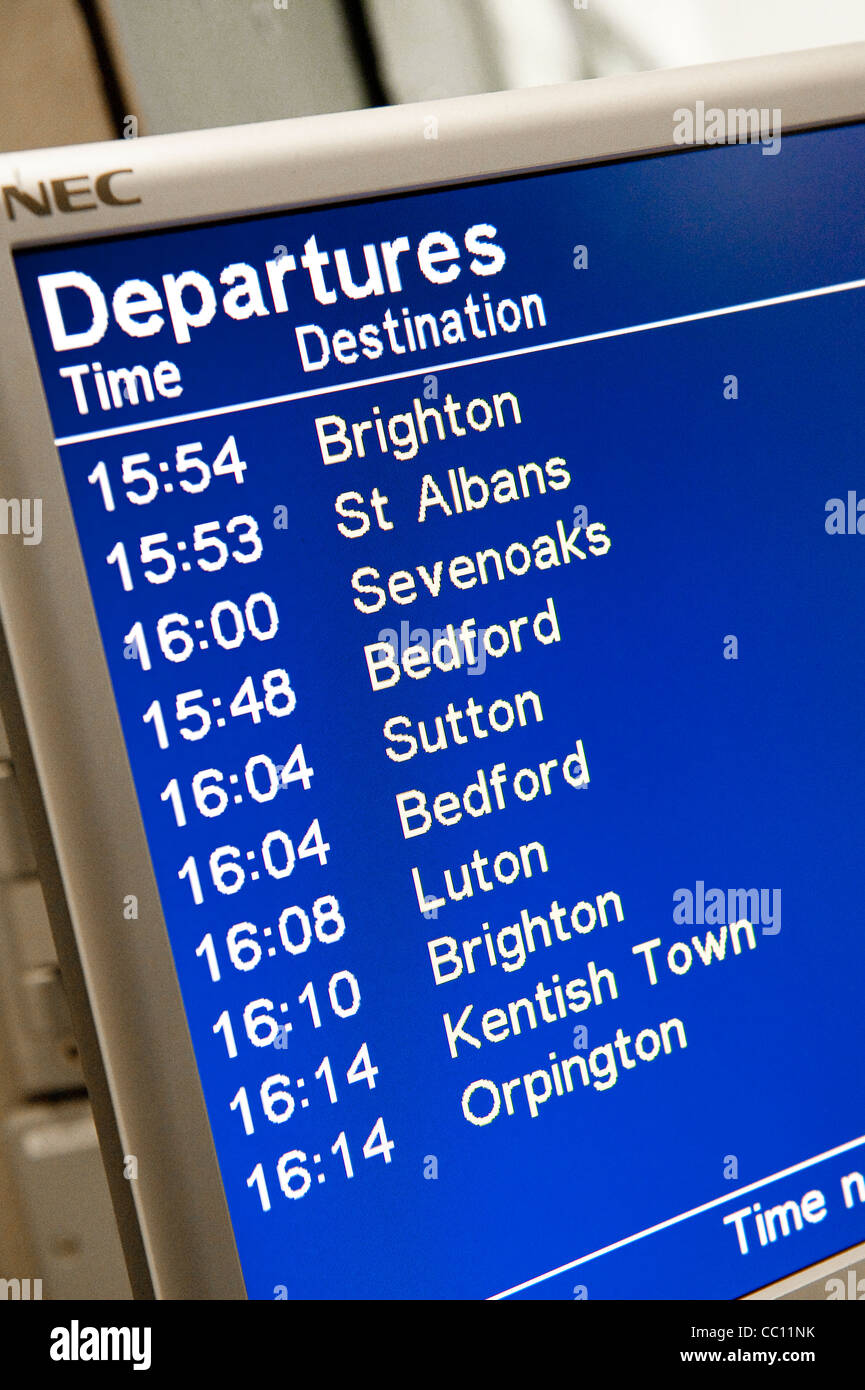 Digital customer information display at a railway station in England ...