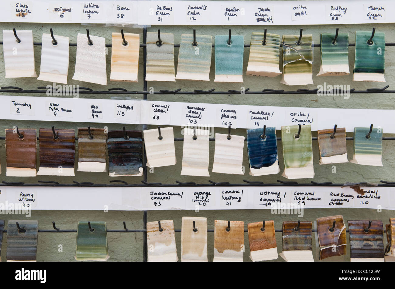 Rack of ceramic tile color swatches Stock Photo - Alamy