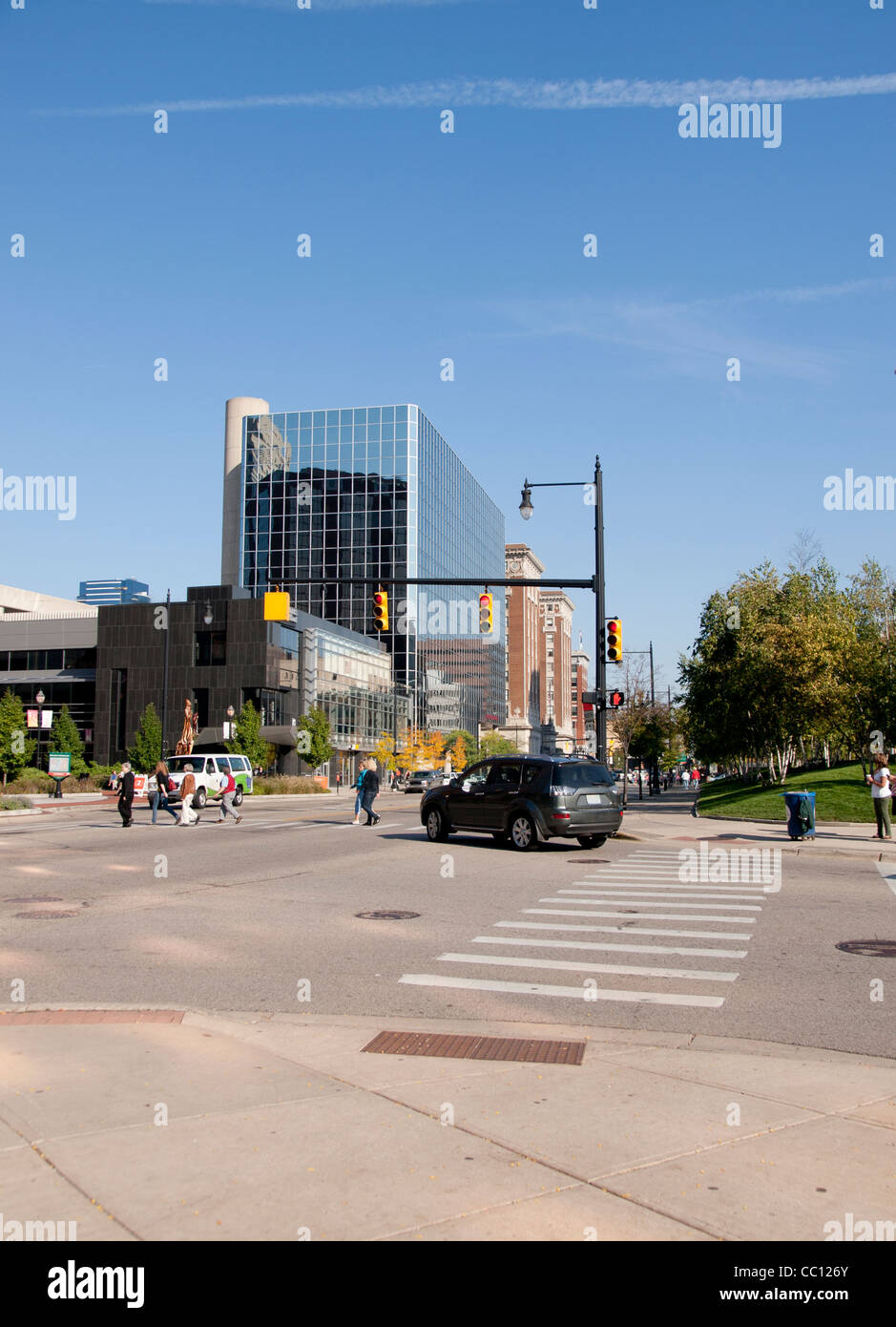 City streets of downtown Grand Rapids Michigan USA during Art Prize ...