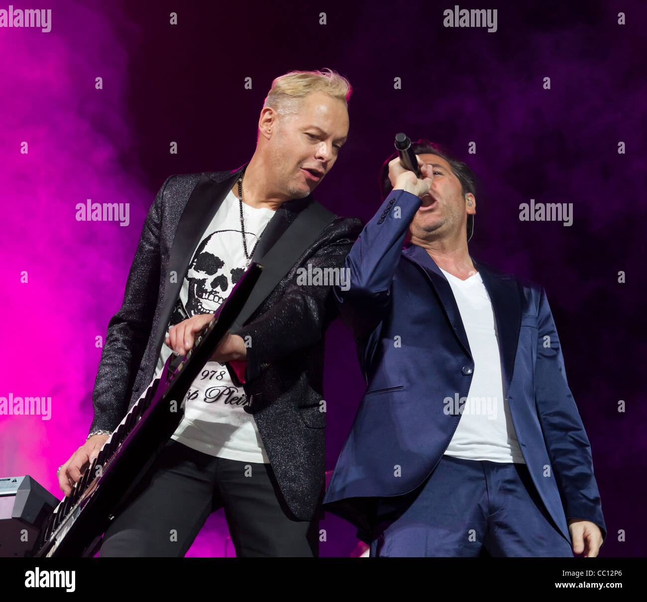 Singer Thomas Anders (r) and songwriter, producer Uwe Fahrenkrog ...