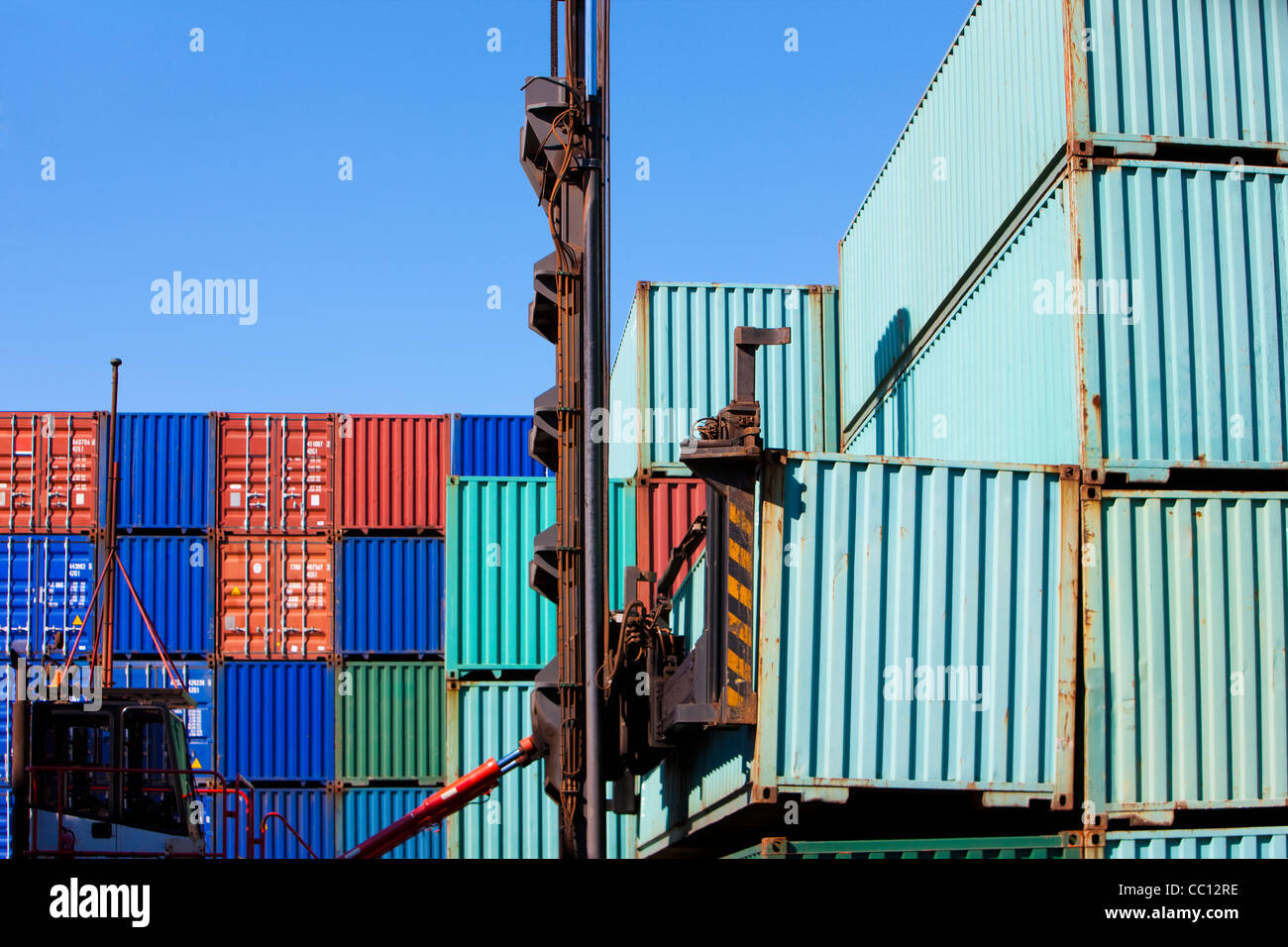 Cargo containers in shipping dock Stock Photo - Alamy