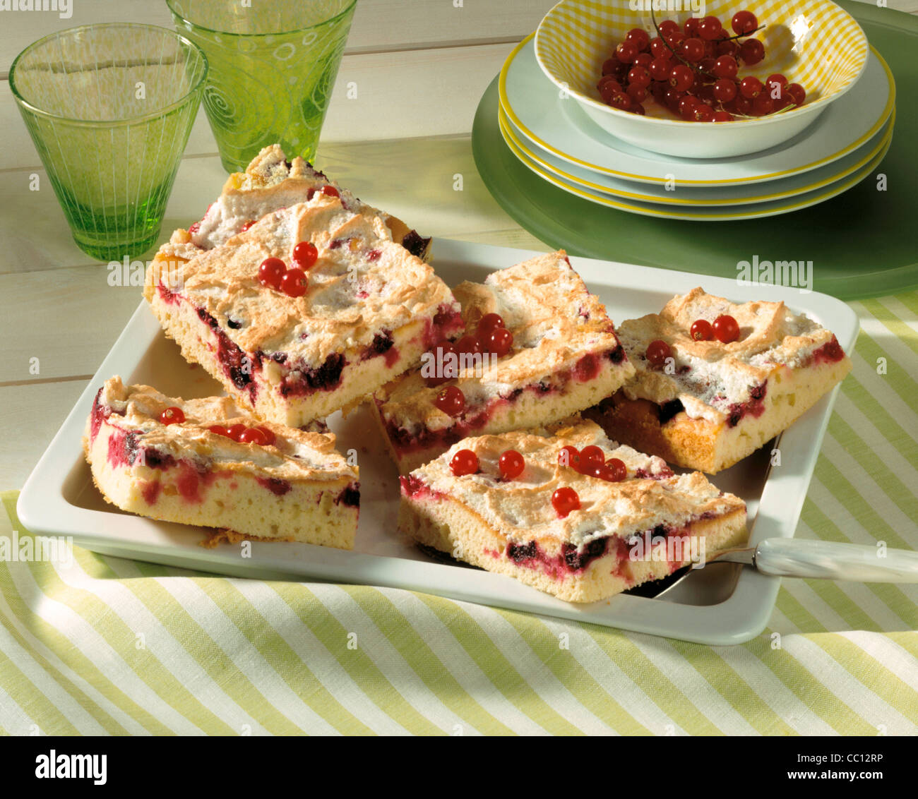 Currant slices with almond meringue Stock Photo - Alamy