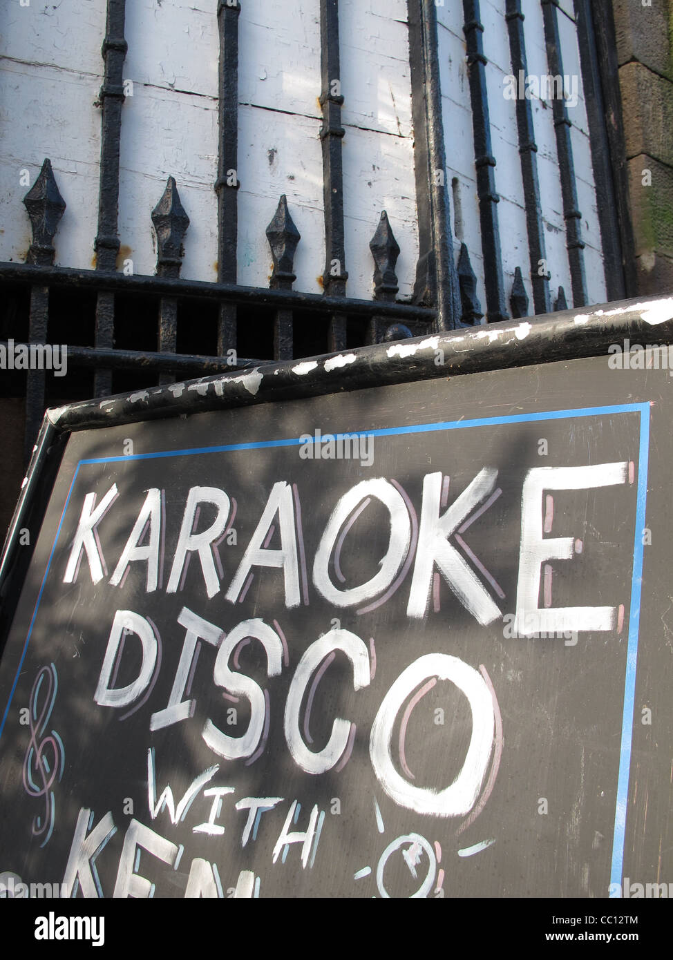 karaoke disco sign notice outside pub in wales great britain uk Stock ...