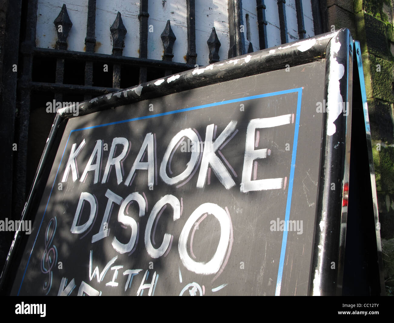 karaoke disco sign notice outside pub in wales great britain uk Stock ...