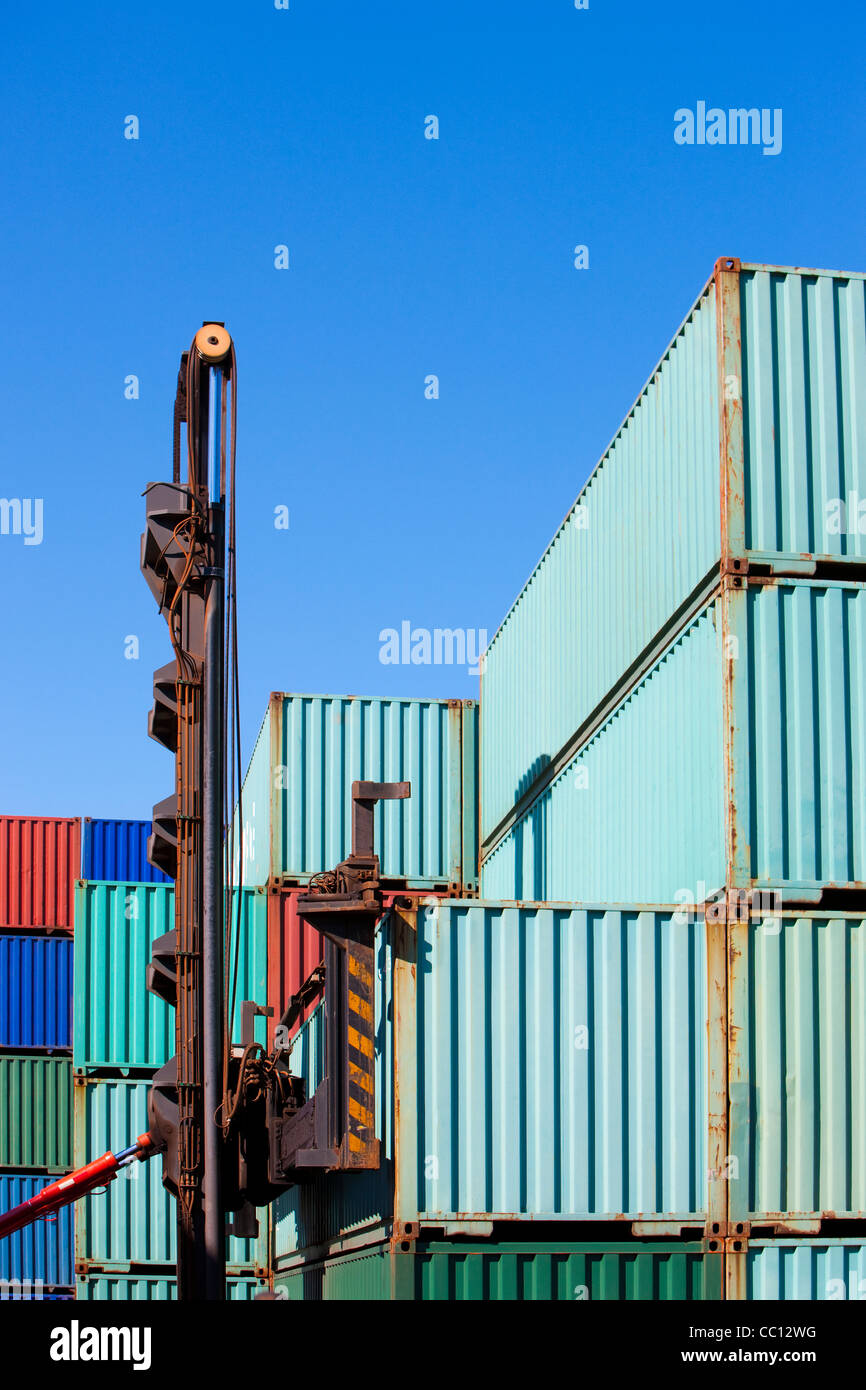 Cargo containers in shipping dock Stock Photo - Alamy