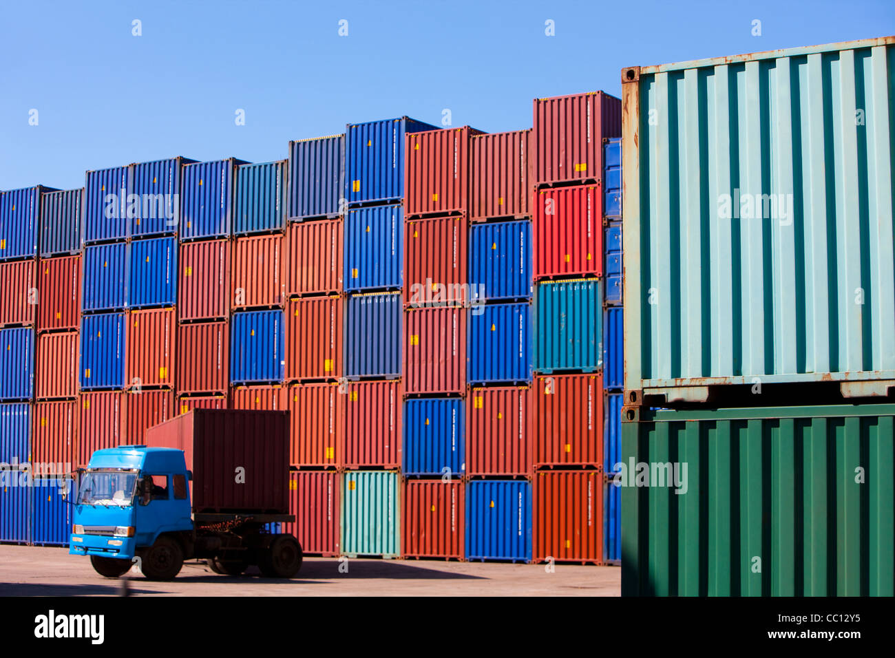 Cargo containers in shipping dock Stock Photo - Alamy