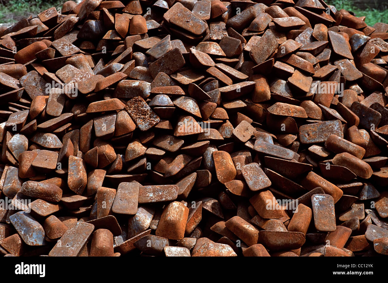 Pile Of Rusty Metal Ingots Outside Foundry Stock Photo - Alamy