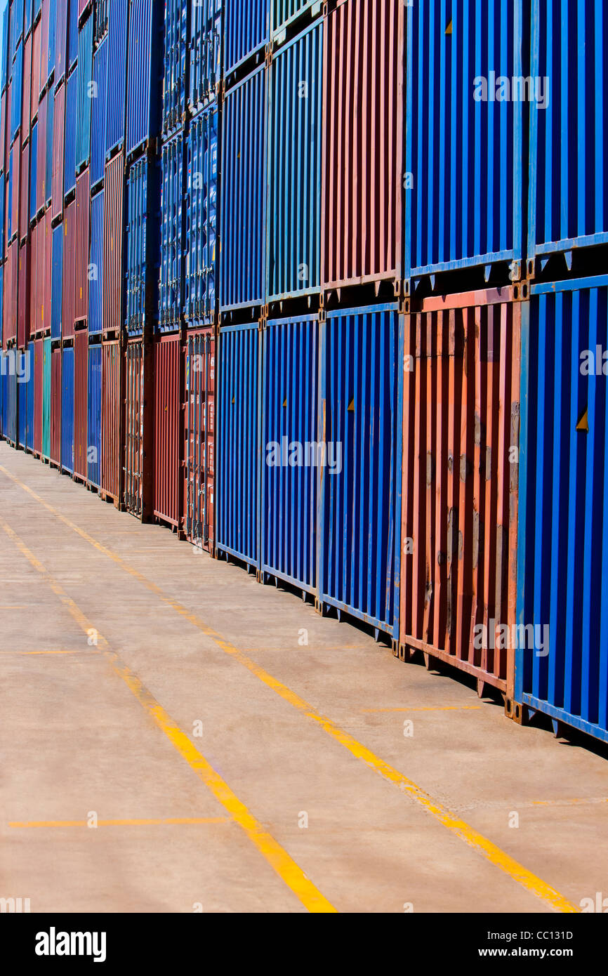 Cargo containers in shipping dock Stock Photo - Alamy