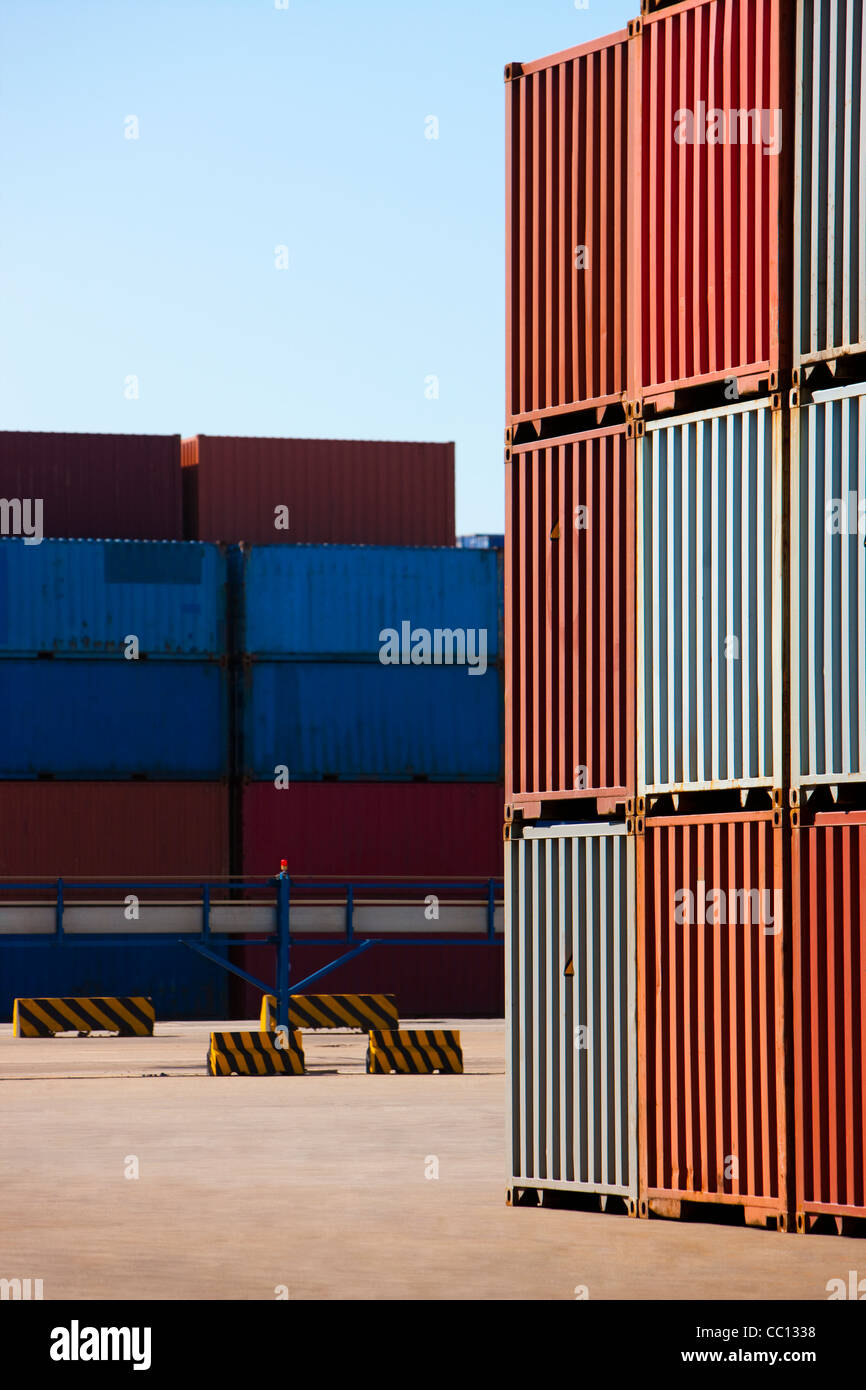 Cargo containers in shipping dock Stock Photo - Alamy