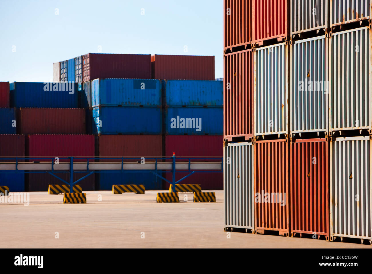 Cargo containers in shipping dock Stock Photo - Alamy