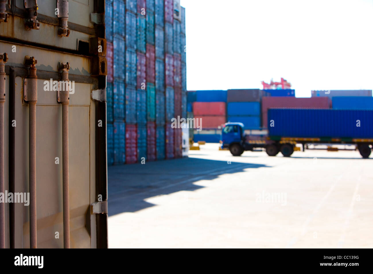 Cargo containers in shipping dock Stock Photo - Alamy