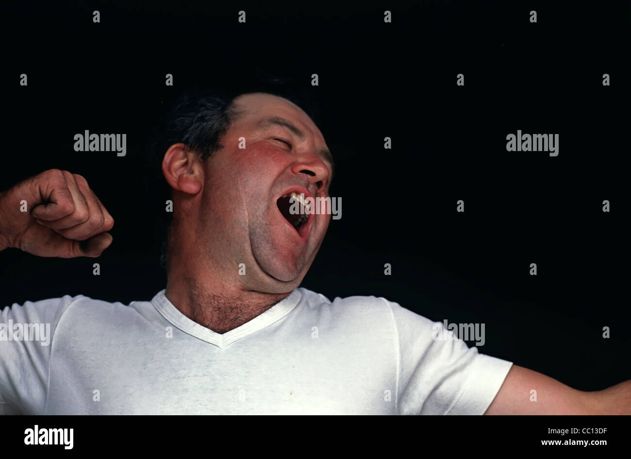 Man Yawning Getting Up In Morning Stock Photo - Alamy