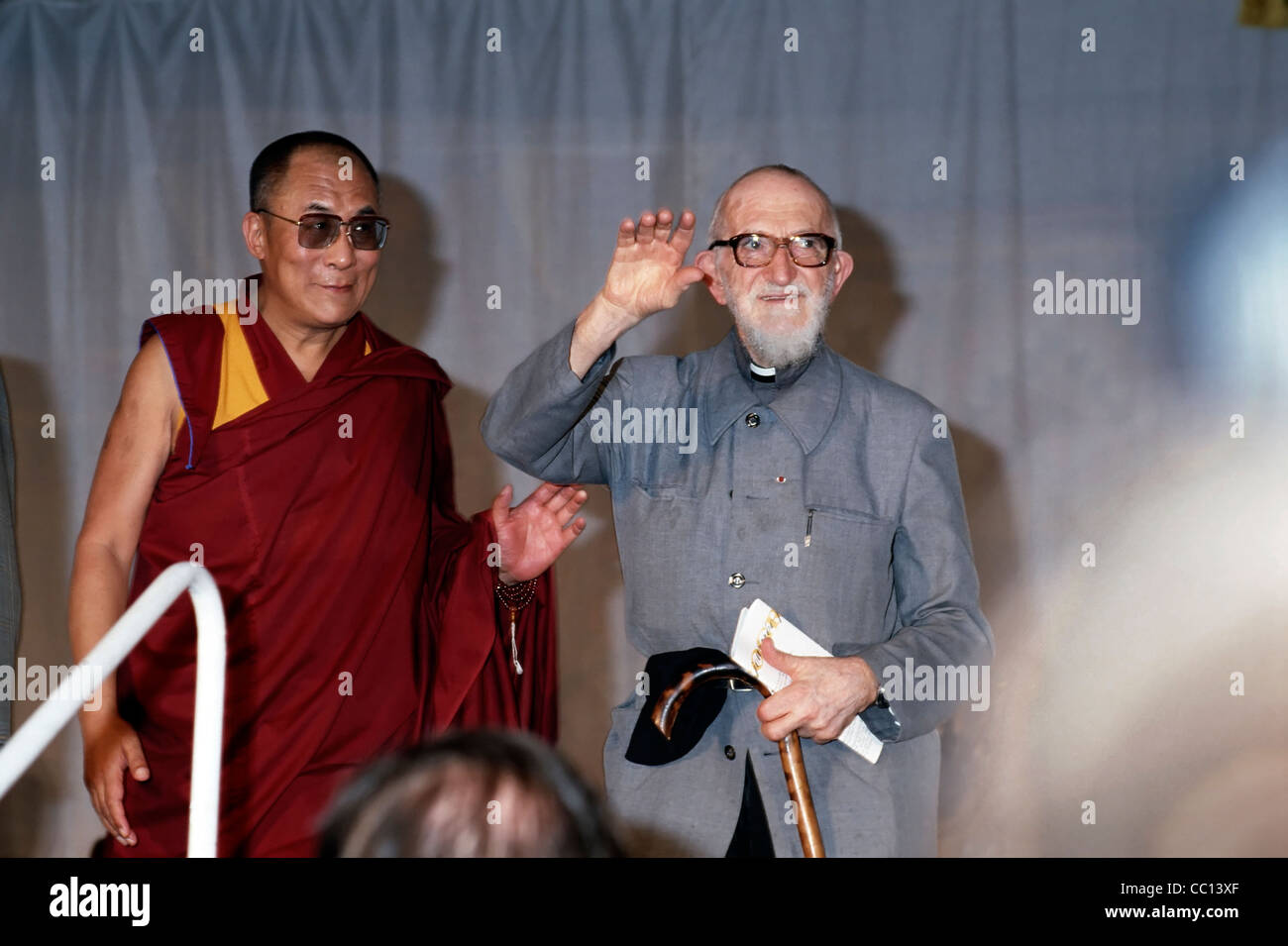 The Dalai Lama and Abbé Pierre – Dordogne – France – 1991 Stock Photo ...