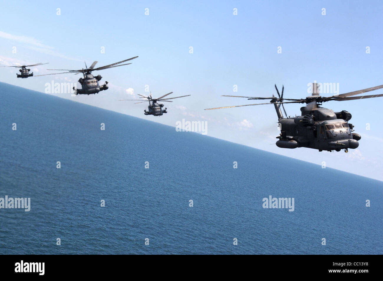 MH-53 Pave Low helicopters from the 20th Special Operations Squadron at ...