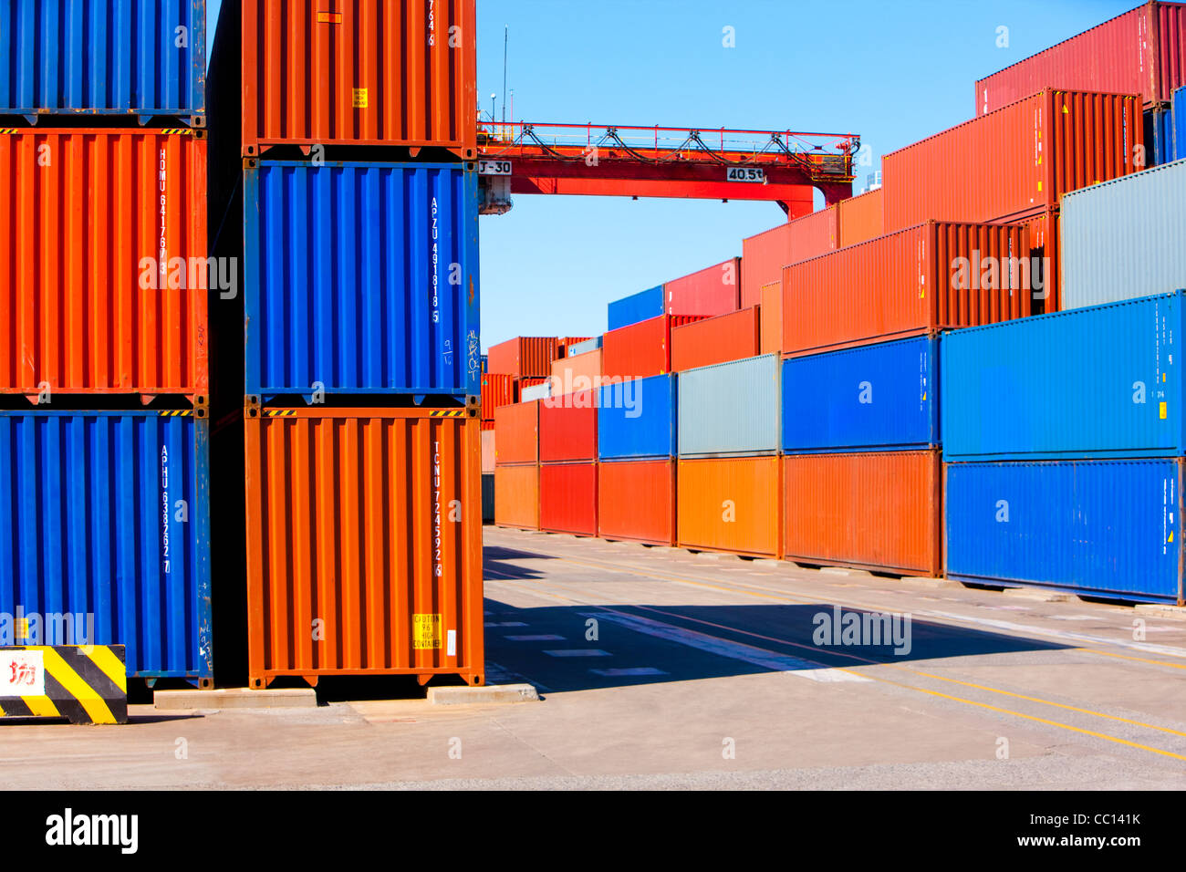 Cargo containers in shipping dock Stock Photo - Alamy