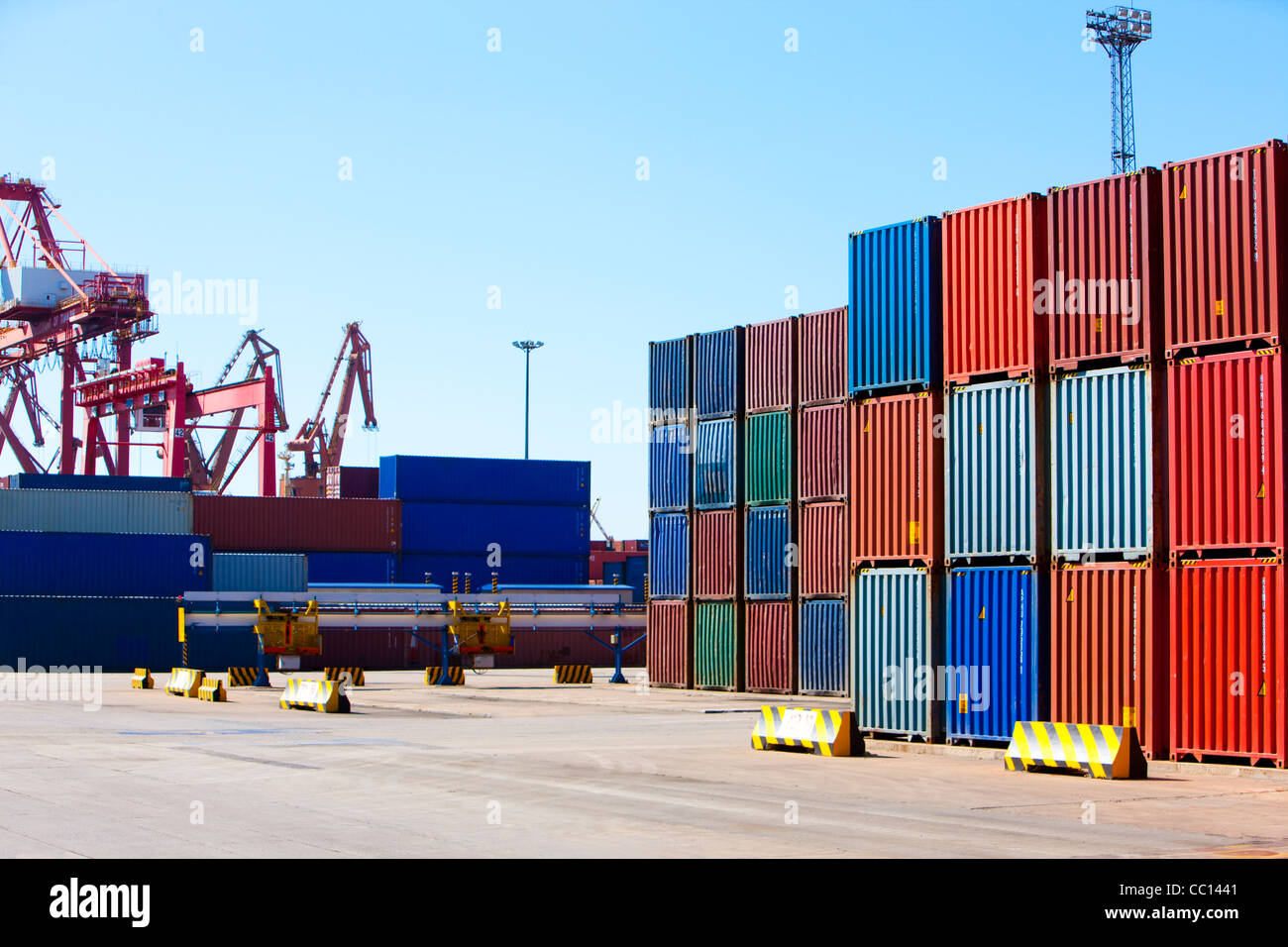 Cargo containers in shipping dock Stock Photo - Alamy