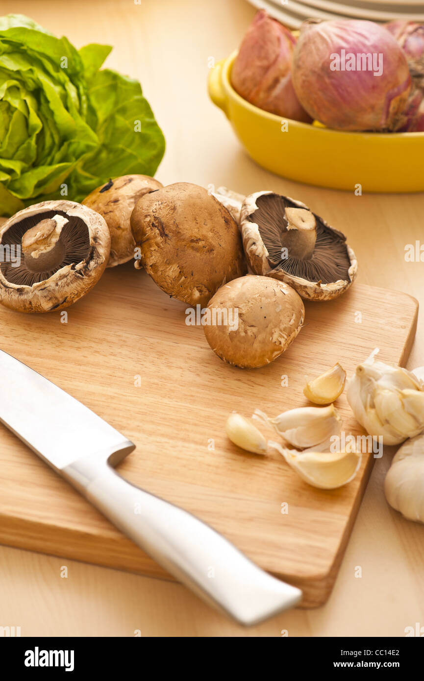 Kitchen still life, preparation for cooking, bright background Stock ...
