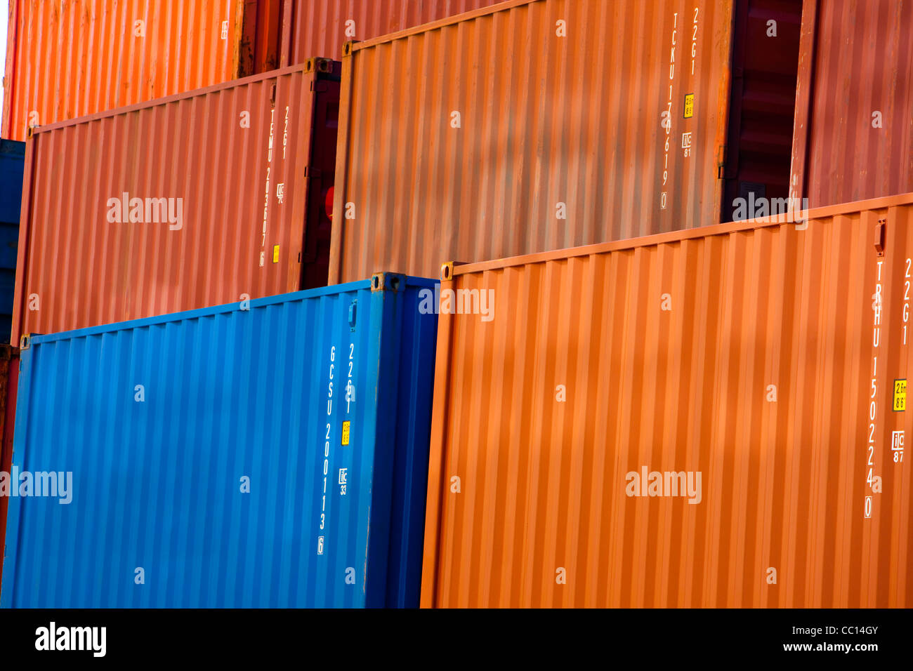 Cargo containers in shipping dock Stock Photo - Alamy