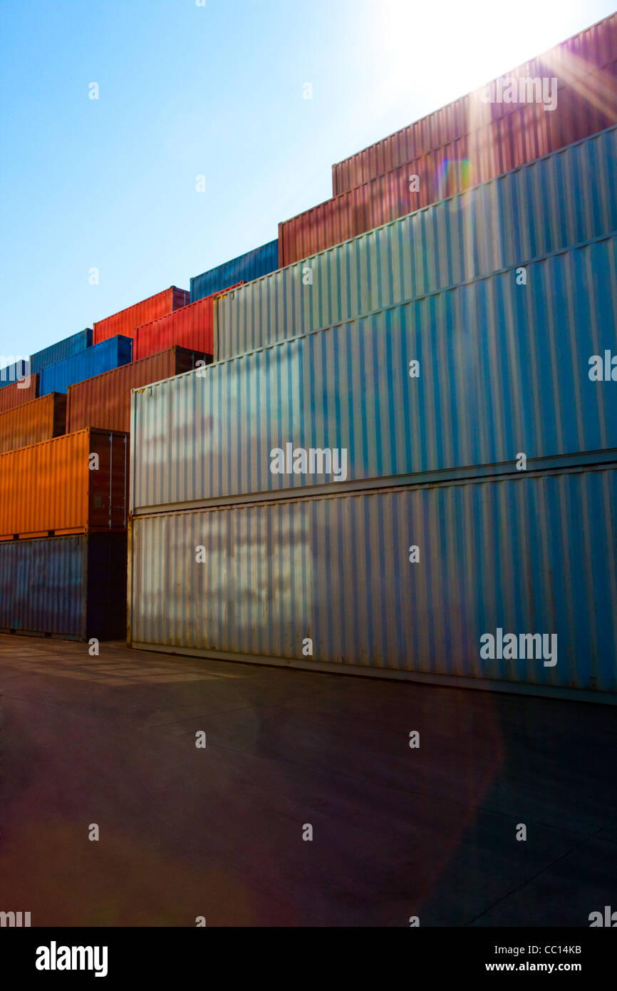 Cargo containers in shipping dock Stock Photo - Alamy