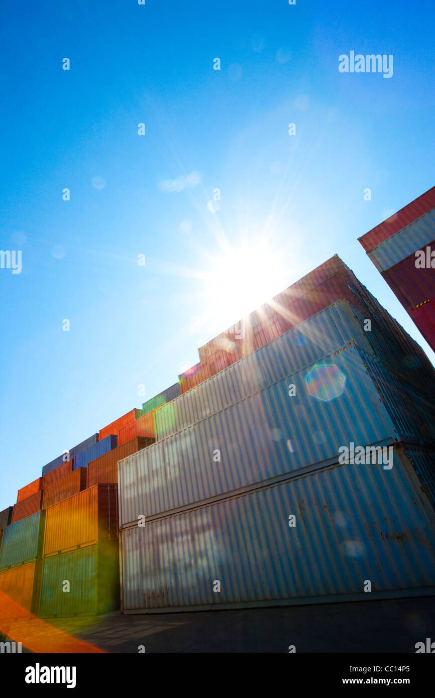 Cargo containers in shipping dock Stock Photo - Alamy