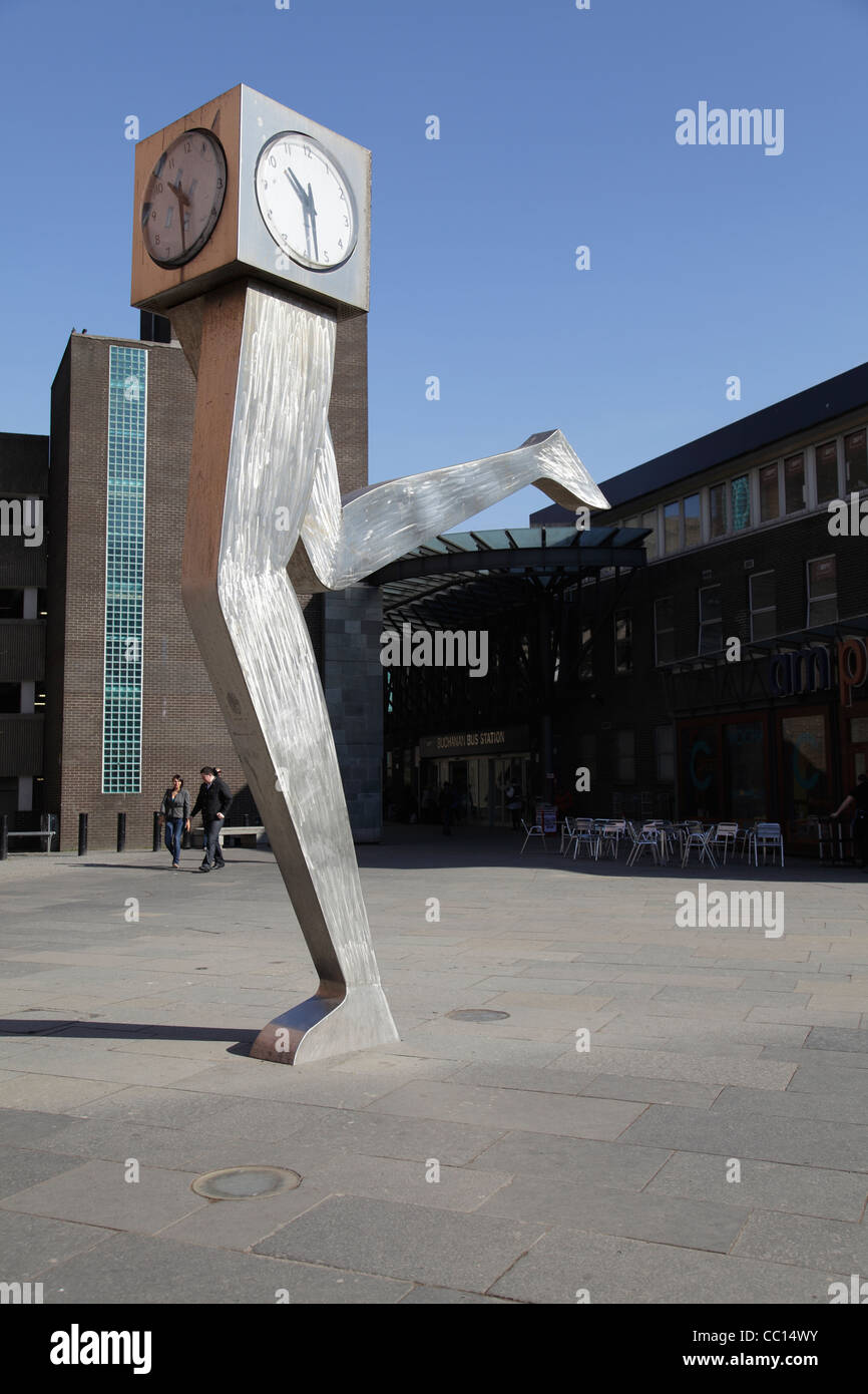 Running Clock Sculpture by George Wyllie beside Buchanan Bus Station on ...