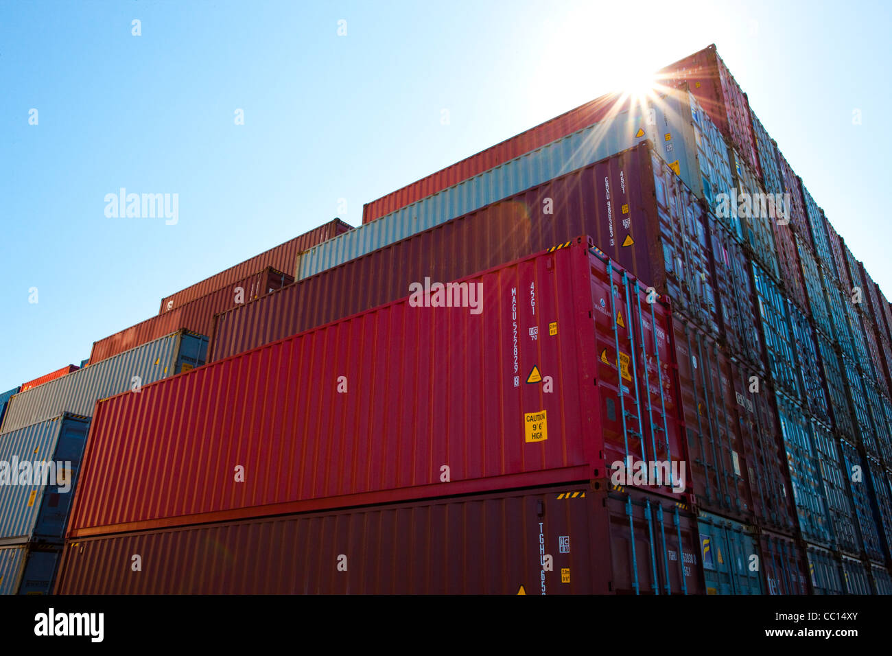 Cargo containers in shipping dock Stock Photo - Alamy
