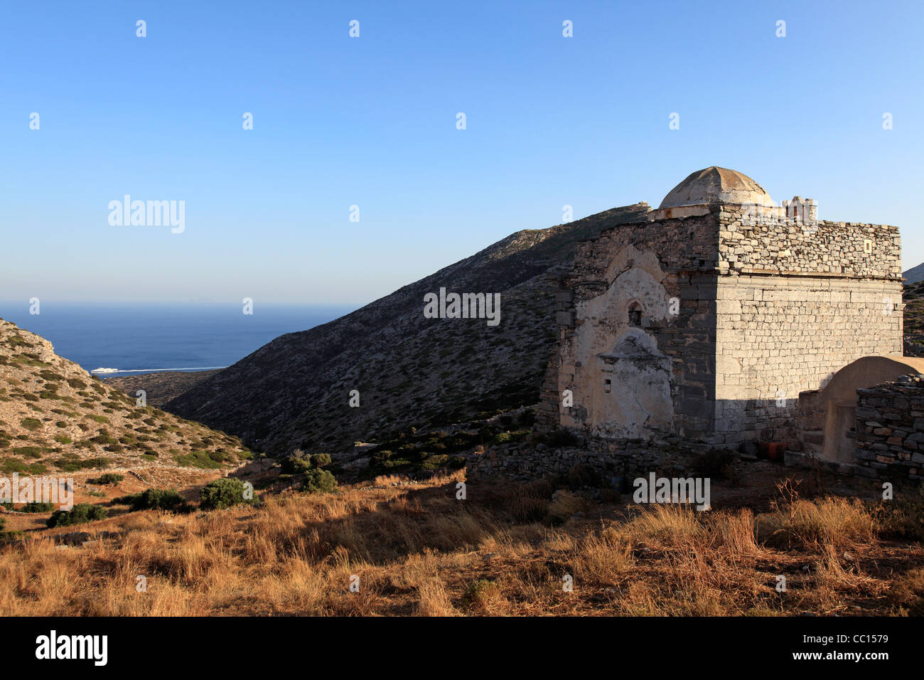 greece cyclades islands sikinos the ruined temple and church of ...