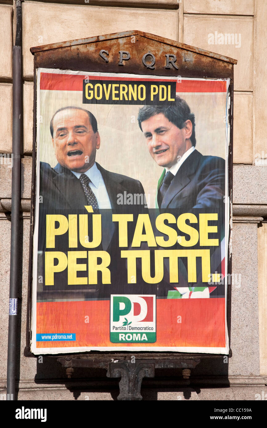 Political Poster in Italy with Berlusconi, Rome Stock Photo - Alamy