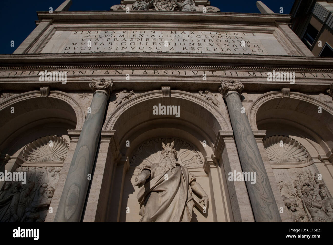 Moses Statue at Fontana dell Acqua Felice Fountain; Rome, Italy Stock ...