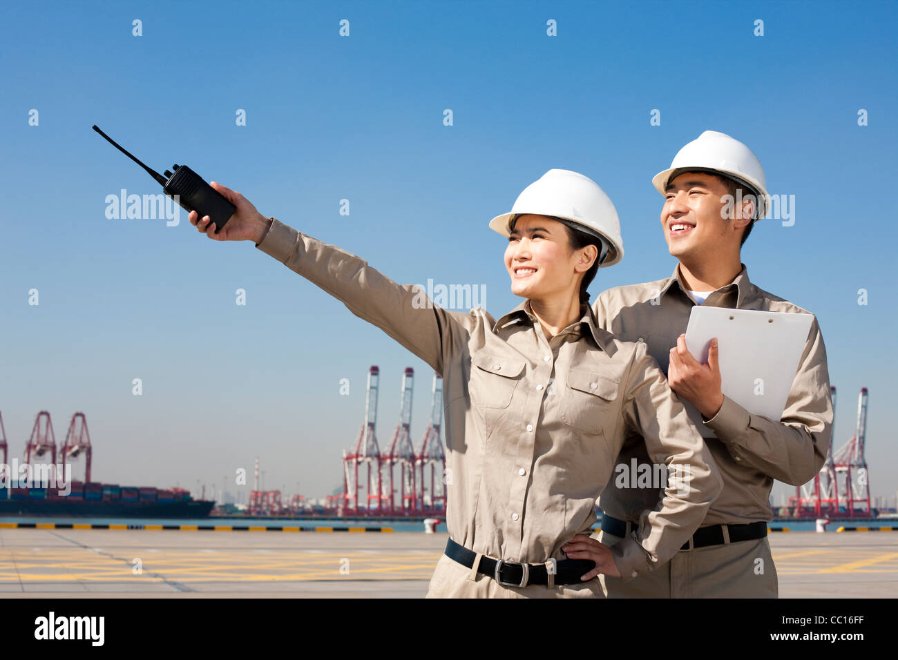 Standing pointing communication uniform authority hi-res stock ...