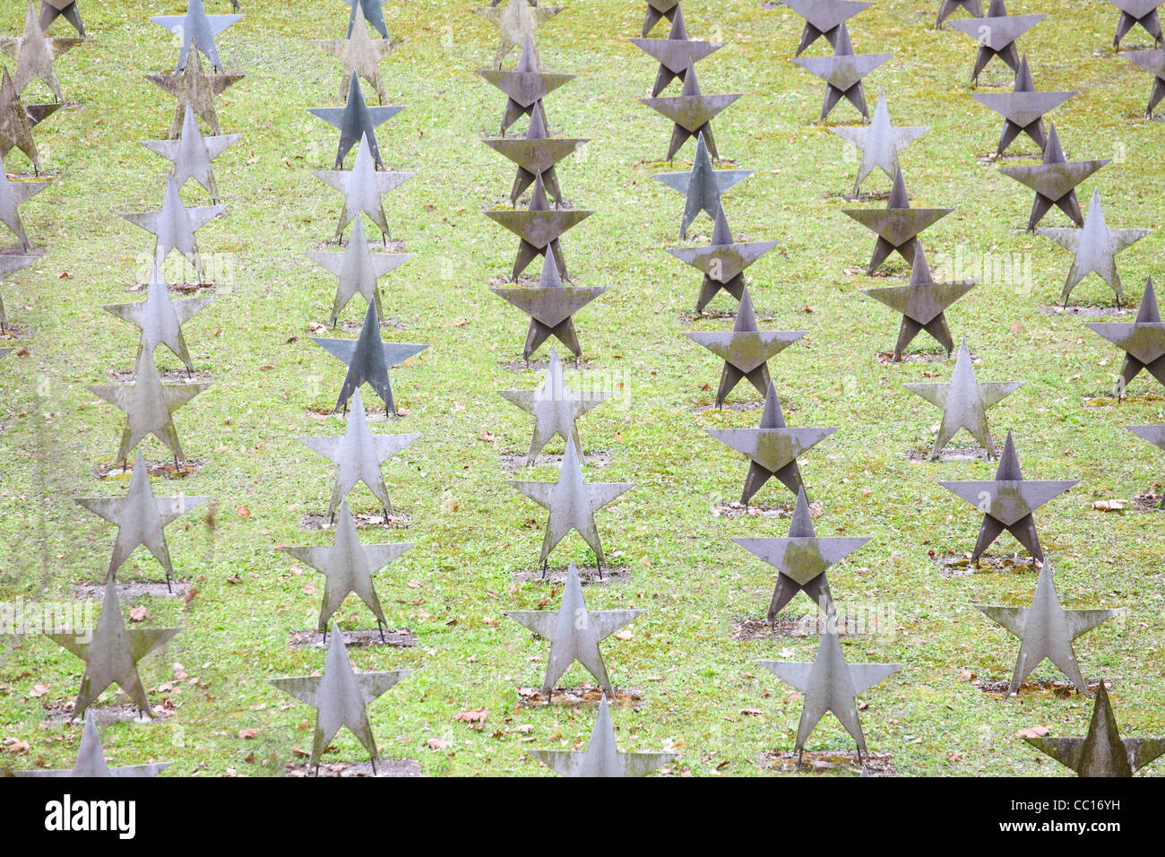 Rows Of Star Tombstone at cemetery, soviet burial ground. Gdynia ...