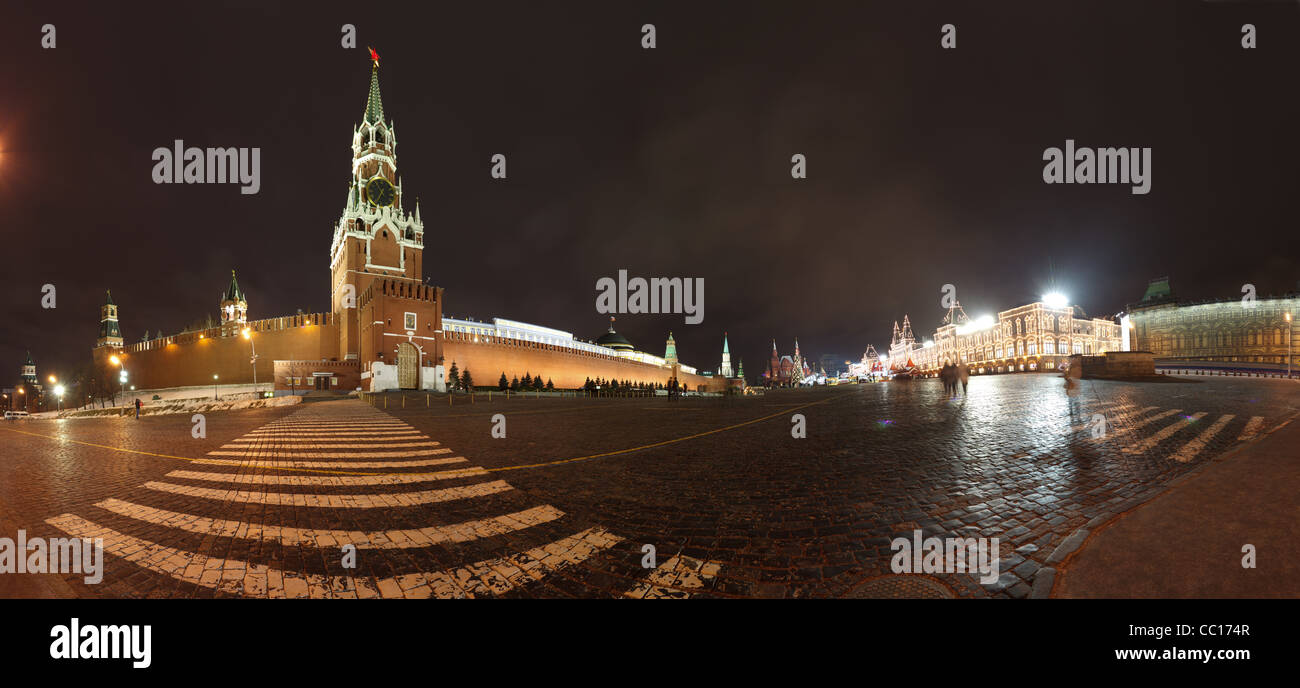 The Red Square at night panorama Stock Photo - Alamy